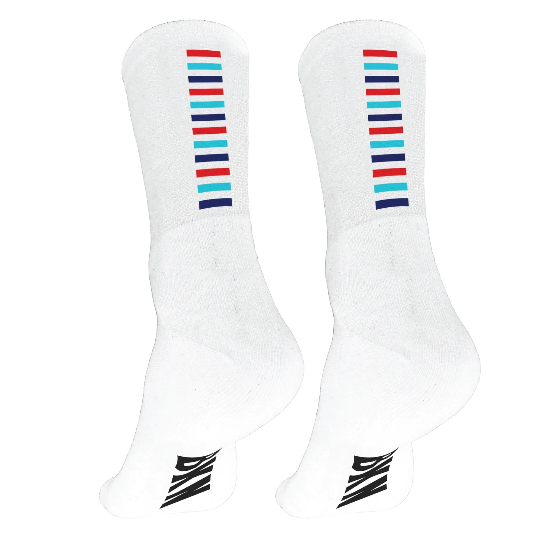 Pro Cycling Woven Socks White 3-Coloured Steps
